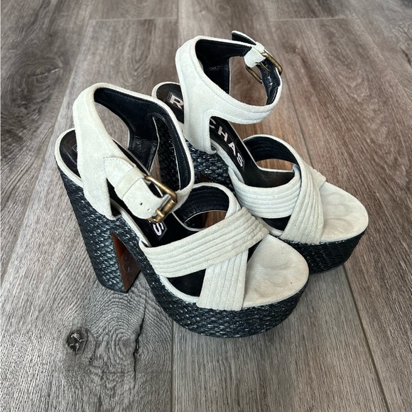 Rochas | Shoes | Rare Rochas Womens Platform Ultra High Suede Heels ...